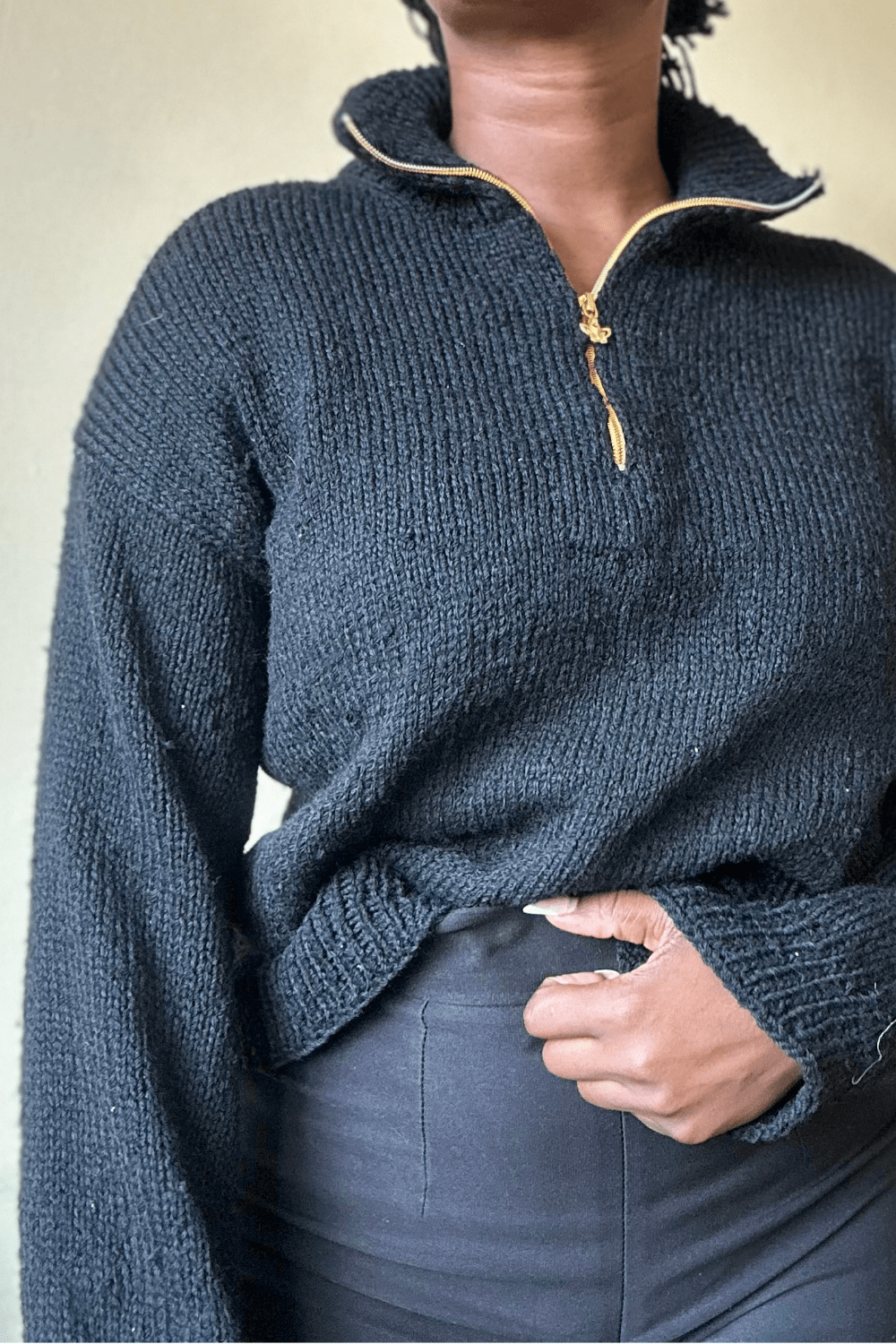 How to knit a sweater: Drop shoulder zipper Knit sweater for all levels ...
